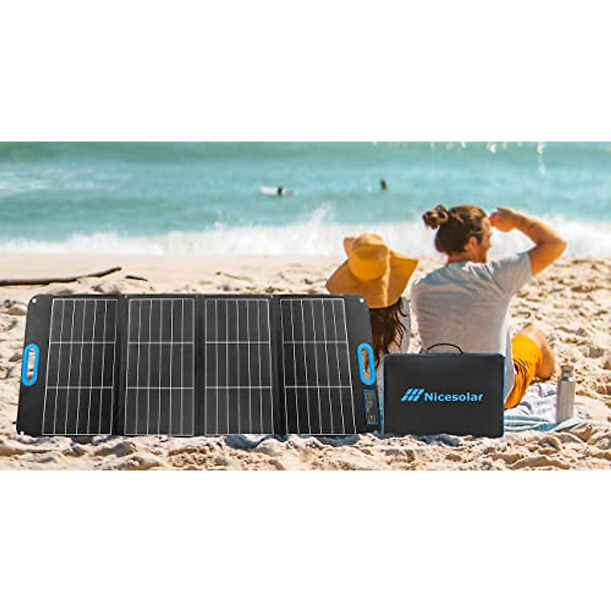 Nicesolar 100W Foldable Solar Panel 100 Watt Portable Solar Panel Charger for Portable Power Station Solar Generator, with USB A&C PD 65W for Laptop Smartphone Tablet Power Bank Camping RV Outdoor