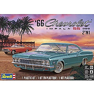 Revell 85-4497 ’66 Chevy Impala SS 396 2N1 Model Car Kit 1:25 Scale 148-Piece Skill Level 4 Plastic Model Building Kit,Blue