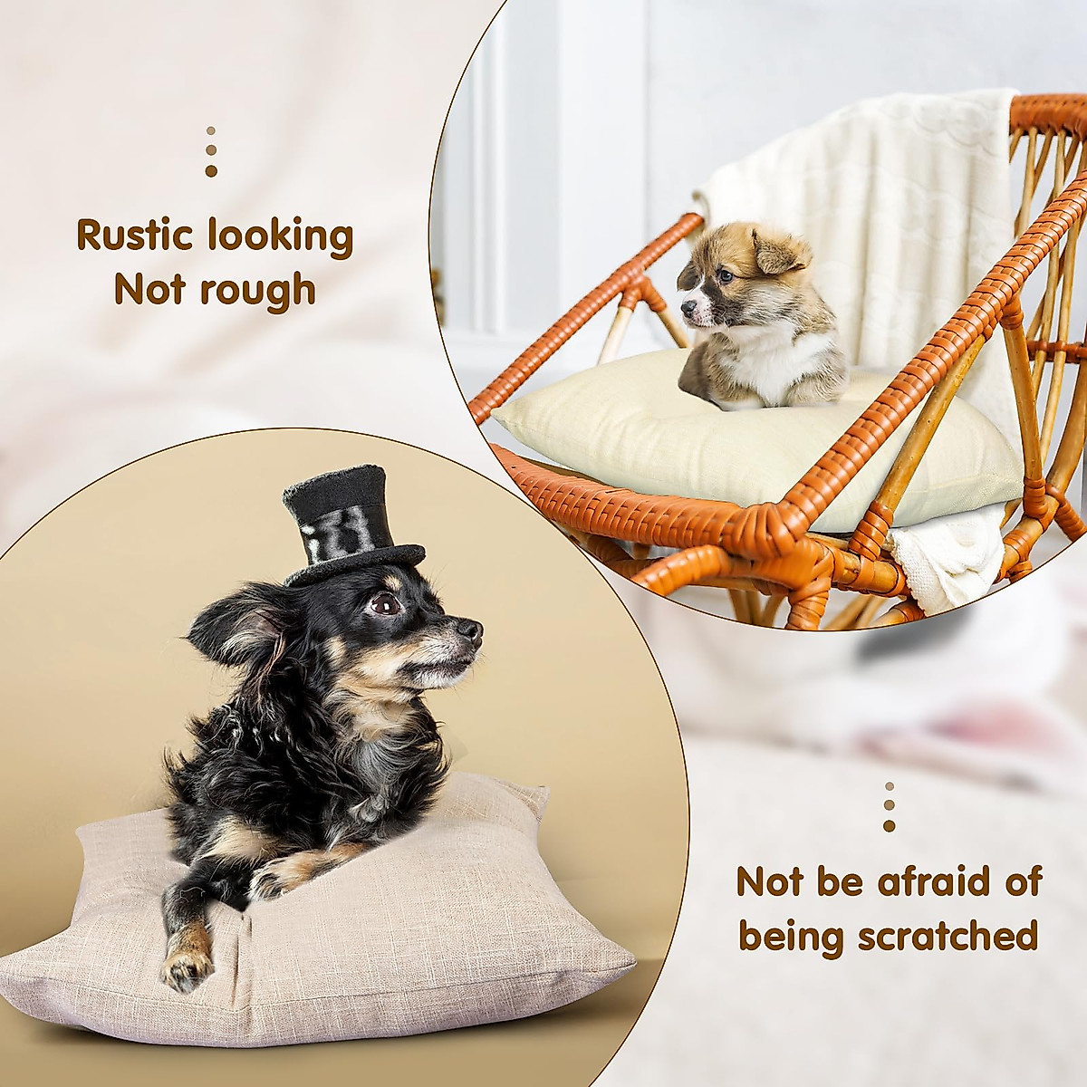 WANZELONYO Decorative Throw Pillow Covers Light Khaki 16x16 Inch Cushion Covers Square Couch Pillow Case Set of 6