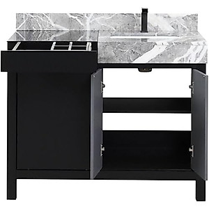 Lexora Home Zilara 42" Single Marble Top Bathroom Vanity with Gun Metal Faucet