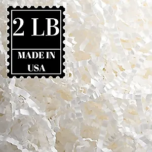 Mrs Fizz Crinkle Cut Paper Shred Filler for Packing and Filling Gift Baskets (2 LB) White
