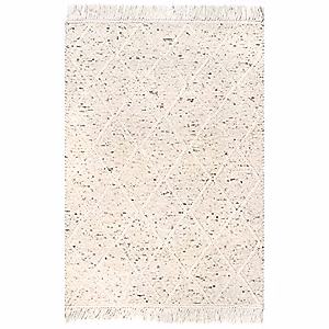 nuLOOM Brooklyn Textured Trellis Wool Fringe Area Rug, 9' x 12', Beige