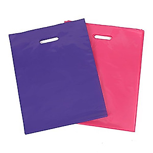 100 12x15 Glossy Pink and Purple Plastic Merchandise Bags w/Handles
