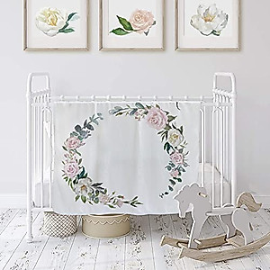 fundich Baby Milestone Blanket Girl|Newborn Monthly Milestone Blanket|Rose Nursery Decor|Baby Girl Photo Background Prop Picture Blanket 45"x40" with Wreath and Headband