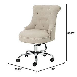 Christopher Knight Home Tyesha Desk Chair, Wheat + Chrome