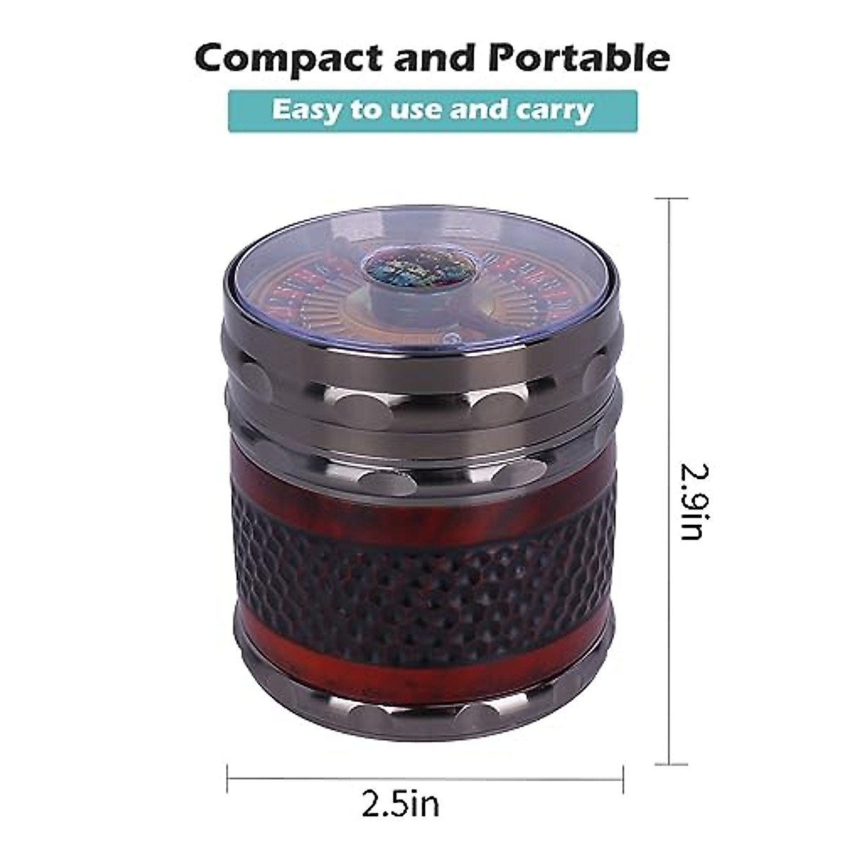 Herb Grinder Spice Grinder for Cooking Aluminium Alloy Manual Grinder (Gray with compass)
