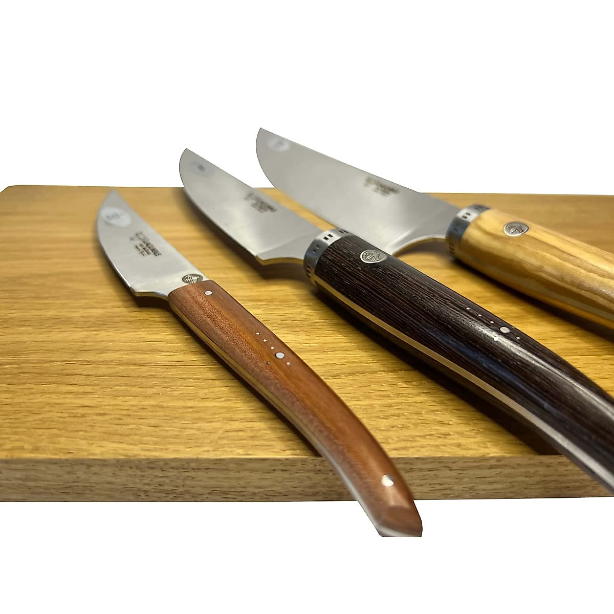 Laguiole en Aubrac Cuisine Gourmet Stainless Steel Fully Forged 3-Piece Starter Premium Kitchen Knife Set With Mixed Wood Handles, Made In France