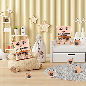 Frankiezhou Home Capybara Snack Bag Plush Pillow, Removable Stuffed Animals with 6 Mini Capybara Stuffed Animals Kawaii Pudding Pillow Plush Decor for Kids