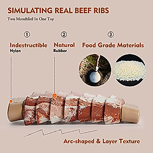 Nocciola Dog Chew Toy for Aggressive Chewers, Real Beef Flavor, Durable Nylon & Rubber Toy for More Than 30 Pounds Medium & Large Breed, Tough Toys for Training and Cleaning Teeth