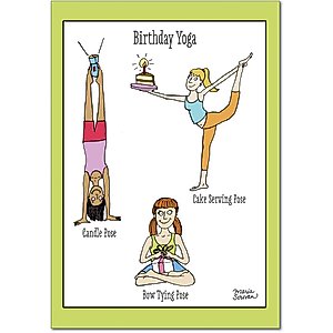 NobleWorks 4397 Birthday Yoga Funny Birthday Card with Envelope