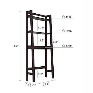 TINKLE WELL Toilet Storage, 3-Tier Bathroom Organizer Rack with Adjustable Bottom Bar, Space Saver, Brown, 65'' x 25.6'' x 12.2''