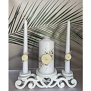 Unity Candle Holder-Unity Candle Stand-Unity Candle Holder Set-Pillar Candle Holder-Wedding Gift -Ceremony Decoration-Wedding Centerpiece (with Heart)
