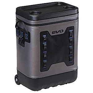 Evolution Outdoor EVO Leak Proof Rolling Cooler 25 Quart, 16x 12x 22in. Insulated Cooler Bag with ABS Molded Top, 8 Accessory Loops, Retractable 4-Stage Handle
