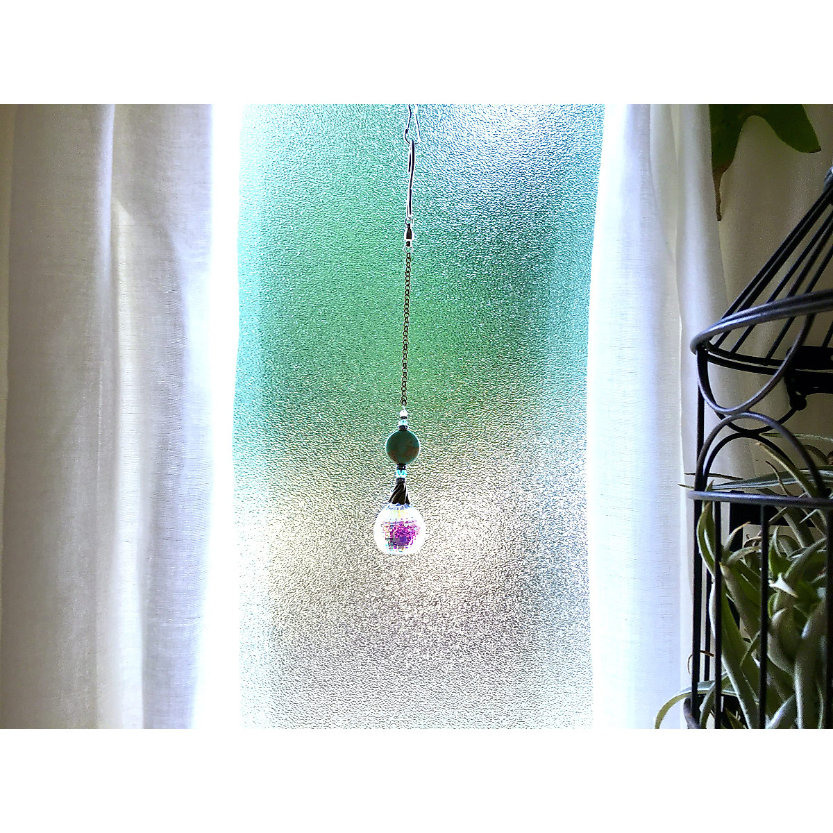 Handmade, Boho Crystal Sun Catcher, Jasper Gemstone, (30mm) Crystal Hanging for Windows, Ornament, Car Charm, Garden, Gift, Family, Mom, Aunt, Grandma (Length: 11.5 inches) | 2 Dirty Birds Boutique