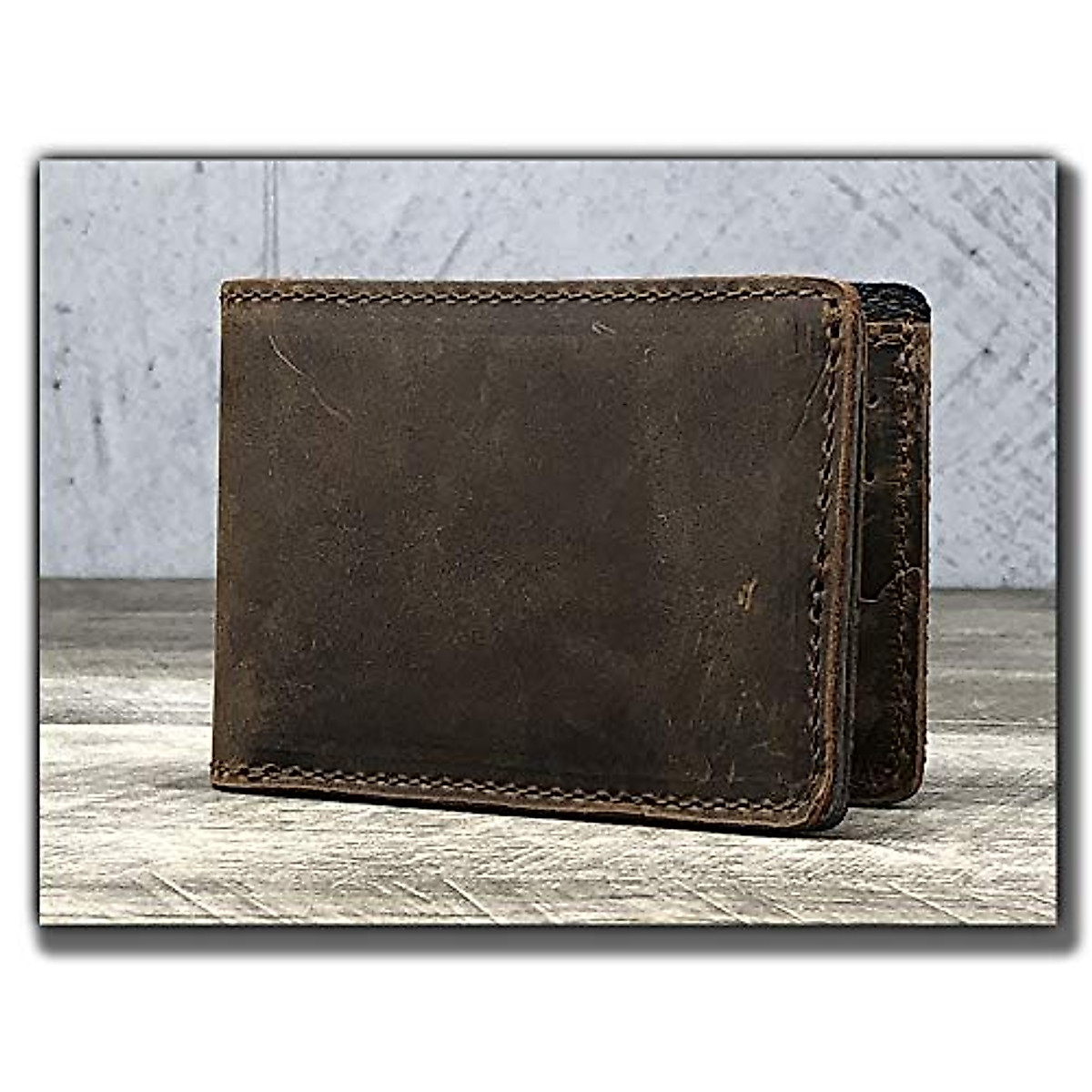 Anthology Gear Minimalist Bi-fold Leather Wallet - with Guitar Pick Holder Full Grain Leather (Whiskey Brown)