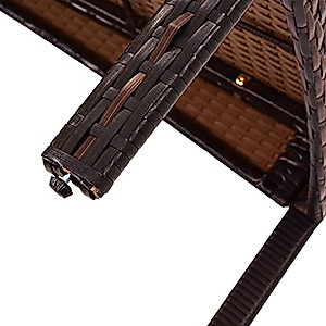 Merax Outdoor Patio PE Wicker Rattan Sofa Dining Set with Removable Cushions empered Glass Tea Table for Backyard, Poolside, Deck, Blue,6 Piece