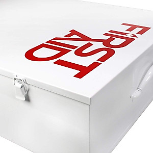 OSHA & ANSI 5 Shelf Industrial First Aid Cabinet with Pocket Liner, 200 Person, 1890 Pieces, 2015 Class A+, Types I & II, Made in USA by Urgent First Aid™ with extra content & NEW ANSI First Aid Guide