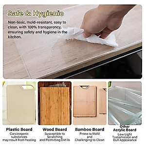 MEWSDEN Acrylic Cutting Board with Counter Lip,Clear Cutting Boards for Kitchen,Non Slip Cutting Board for Countertop, Kitchen Gadgets, Minimalist Counter Decor, Aesthetic Kitchen Decor(16.1 x 12.5in)