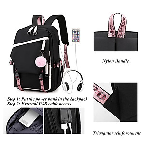 LANSHIYA Backpacks for Teen Girls with USB Charging Port Kids Outdoor Daypack Middle School Students Solid Color Bookbag