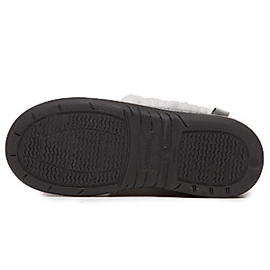 Lucky Brand Boy's Faux Wool A-line House Shoes for Kids, Memory Foam Slippers, Grey/White, 9/10