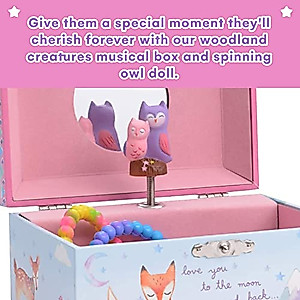 Jewelkeeper Girl's Musical Jewelry Storage Box with Spinning Owls, Woodland Design, Twinkle Twinkle Little Star Tune