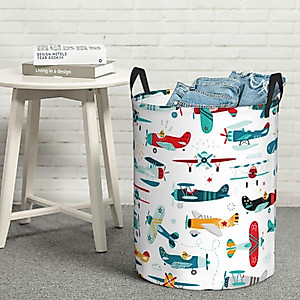 Wansin Laundry Hamper Foldable Laundry Basket Waterproof Storage Basket Airplane Toy Storage Organizer Large Clothes Hamper for Home 19.7x15.7 Inch