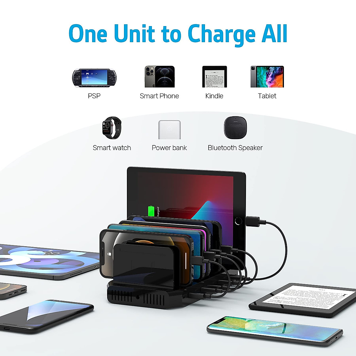 USB PD Charging Station, Unitek 120W 10-Port Type-C Charging Station with 2 Power Delivery for Multiple Devices, Double Fast Charging for MacBook Pro/Air, iPad Pro, Pixel, iPhone, Galaxy and More