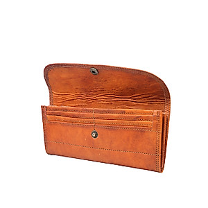 We Mitra Leather Women Purse Flap Wallet Clutch Brown Vintage Stylish