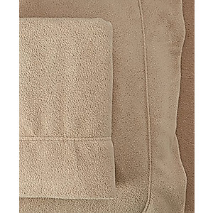 Peak Performance 3M Scotchgard Micro Fleece Wrinkle and Stain Resistant, Soft Plush Sheets with 14" Deep Pocket Cold Season Cozy Bedding-Set, Matching Pillow Case, Queen, Mink (SHET20-729)