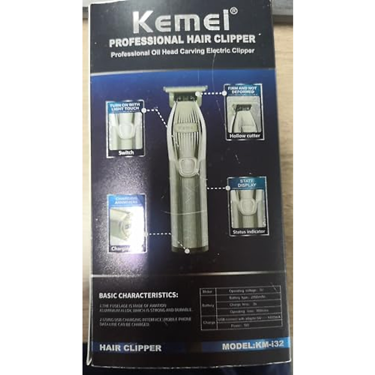 Kemei 0mm Baldheaded Hair Clippers for Men Professional Cordless Hair Trimmer Beard Trimmer with T Blade Zero Gapped Rechargeable Grooming Kit