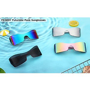 FEISEDY Fashion Rimless Futuristic Wrap Around Sunglasses Women Men punk Visor Sunglasses B2329