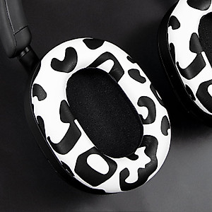 SOULWIT Protein Leather Replacement Earpads for Sony WH-1000XM5 (WH1000XM5) Noise Canceling Headphones, Ear Pads Cushions with Noise Isolation Memory Foam, Added Thickness - Snow Leopard
