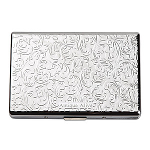 Mother of Pearl Design Extra Long 100S Super Slim King Size 16 Cigarette Engraved Metal Steel RFID Blocking Protection Credit Business Card US Bill Currency Cash Holder Case Storage Box (Butterfly)