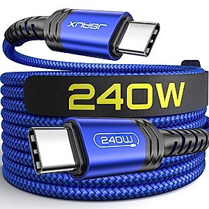 JSAUX 240W USB-C Charge Cable 10FT, USB C to USB C Cord USB-C Type C Fast Charger Cable Compatible with MacBook Pro Air, iPad Pro Air, Dell XPS, iPhone 15/15 Pro Max, Samsung Galaxy S23/S22/S21, Pixel