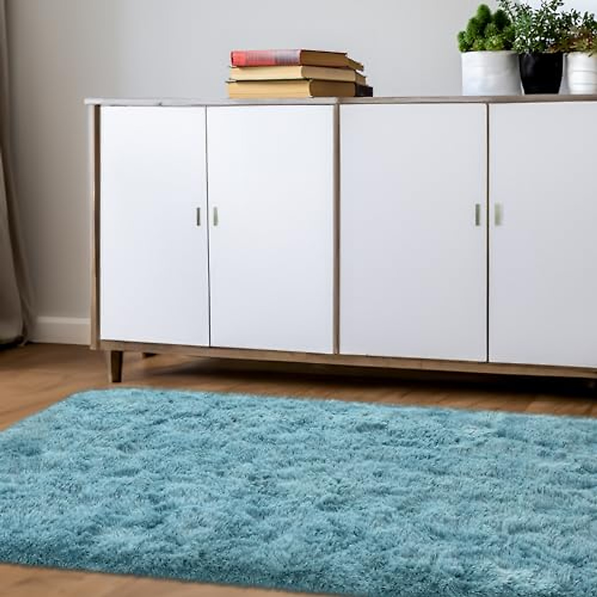 Vasofe Soft Turquoise Green Fluffy Runner Rug 2x6 Shag Bedroom Rug, Fuzzy Living Room Rug for Boys Girls, Plush Nursery Rugs for Dorm, Classroom, Teens, Shaggy Furry Throw