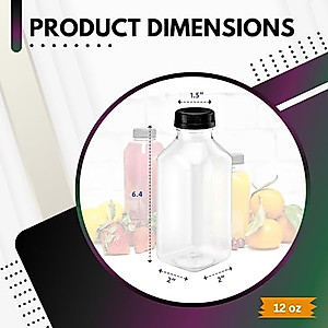 Green Direct 12 oz Clear Plastic Reusable Juice Bottles with Caps | Empty Water Bottles for Juicing, Smoothies, Shakes | BPA-Free, Durable & Leakproof | Pack of 12