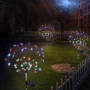 DIY Solar Garden Lights ETL Certified, Solid/Flash Color Changing LED Solar DIY Flowers Stars Lights Outdoor, RockyMars Waterproof Solar Powered Pathway Lights for Path Lawn Walkway Patio Yard, 2 Pack