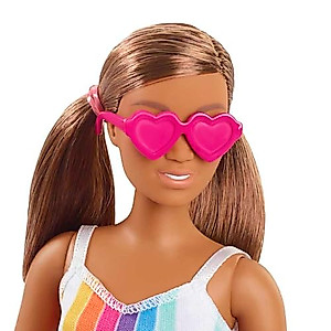 Barbie Loves the Ocean Doll with Brown Hair, Colorful Dress & Accessories, Doll & Clothes Made From Recycled Plastics
