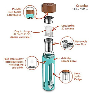 Invigorated Water Portable Alkaline Water Bottle - Enhances pH - Convenient Water Filter Functionality - Alkaline Water Bottle with Filter 580 ml - Alkaline Water Machine - Alkaline Water Sink Filter