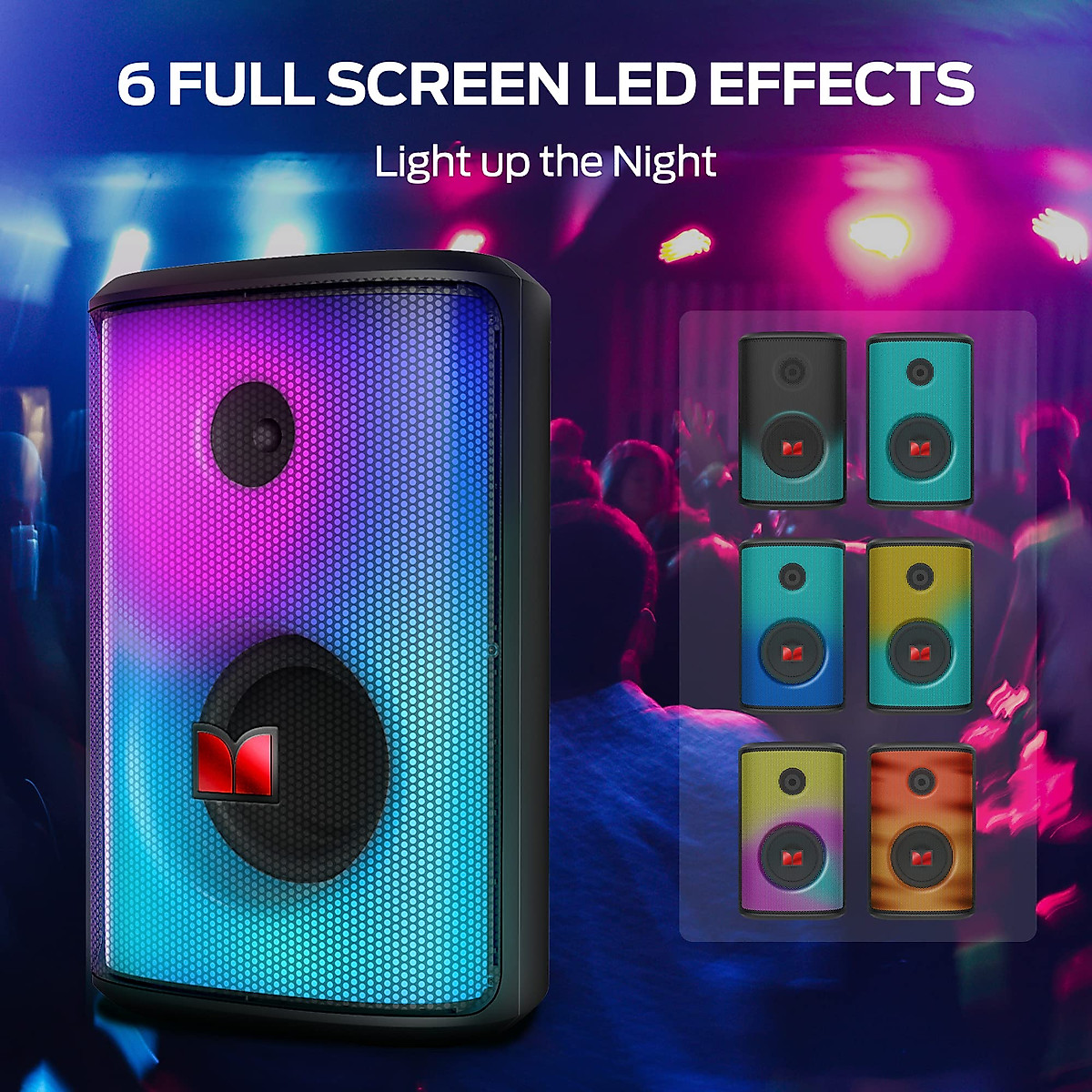 80W Monster Sparkle Bluetooth Speaker with Colorful Lights, 24H Playtime, Waterproof - For Home, Outdoor Parties