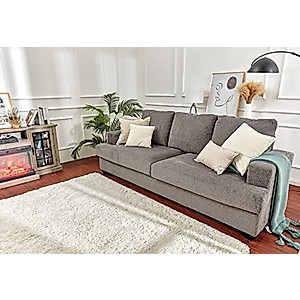 AMERLIFE Deep Seat Sofa-Contemporary Chenille Sofa Couch, 97" Wide 3 Seater for Living Room-Oversized Comfy Sofa, Grey