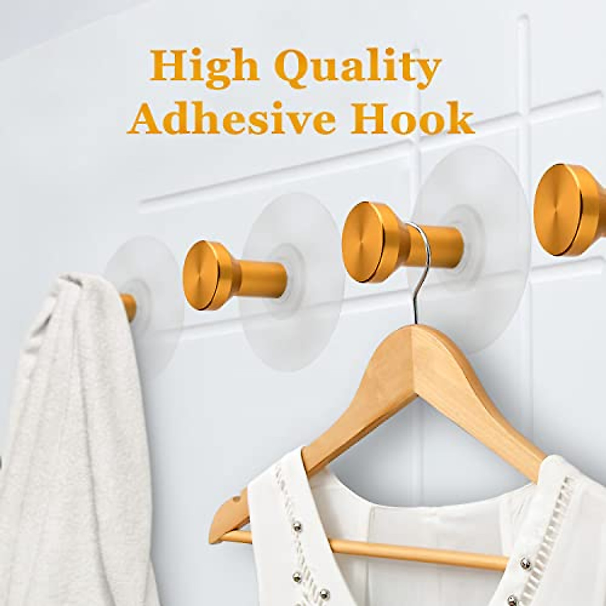 6 Pack Coat Hooks for Hanging, Adhesive Wall Hooks Heavy Duty Stainless Steel Hooks Robe Rack Waterproof Sticky Hanger for Towels Clothes Key Bag