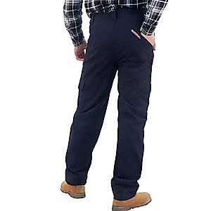 BOCOMAL Men's FR Cargo Pants Fire Resistant Pants Midweight 7.5oz Navy (7 Pockets) Multi-Pockets FR Pants