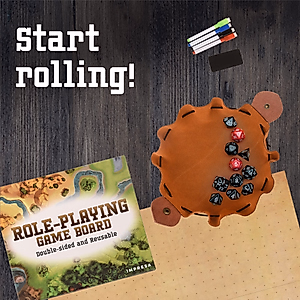 Impresa Store Dice Bag and Tray - Made with Genuine Cowhide Leather - Pull The String to Turn It Into A Bag - Folds Out Into A 10'' Dice Rolling Tray - Versatile Holds More Than Just A Game Dice