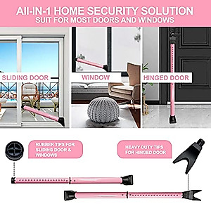 AceMining Upgraded Door Security Bar & Sliding Patio Bar, Heavy Duty Stoppers Adjustable Jammer for Home, Apartment, Travel (2 Pack,Pink)
