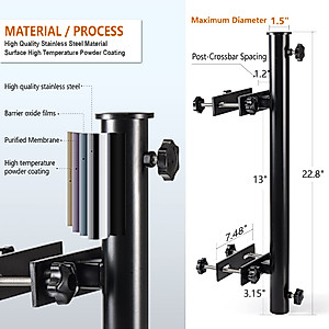 Wanhork Heavy Duty 304 Stainless Steel Patio Umbrella Holder,Deck Umbrella Holder,for Outdoor Fixed Deck Railing Post(Range/3in-6in) Umbrella Deck Mount(Post, Black)