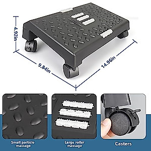 Foot Rest for Under Desk with Massage Surface and Rollers, Ergonomic Foot Stool with Casters Relieving Pressure for Office Home