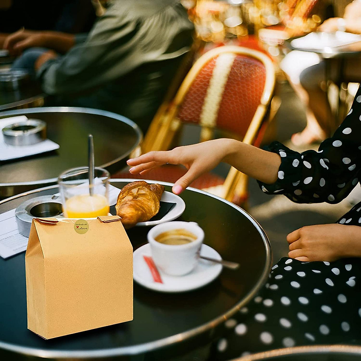 100 Pack Kraft Paper Bread Bags for Homemade Bread Large Loaf Bag with Clear Front Window 14" x 8.3" x 3.5" 500pcs Homemade with Love sticker, Food Packaging Storage Popcorn Cookie Treat Bakery Bag