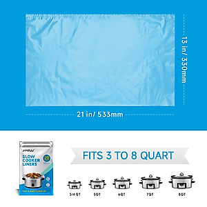 JVVFUU Slow Cooker Liners 3-8 Quart, Cooking Bags Large Size 13"x 21", Slow Cooker Bags Disposable Oval Large For Crock Pot (20)