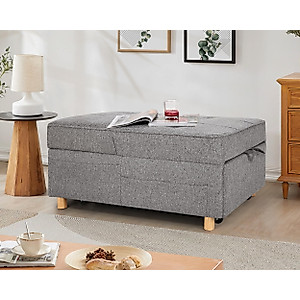 SEJOV Convertible Sofa Bed, 4-in-1 Sleeper Sofa Chair Bed with 6 Adjustable Backrest and Pillow,3-Seat Folding Ottoman Couch Bed Linen for Bedroom Small Space Living Room Office, Grey